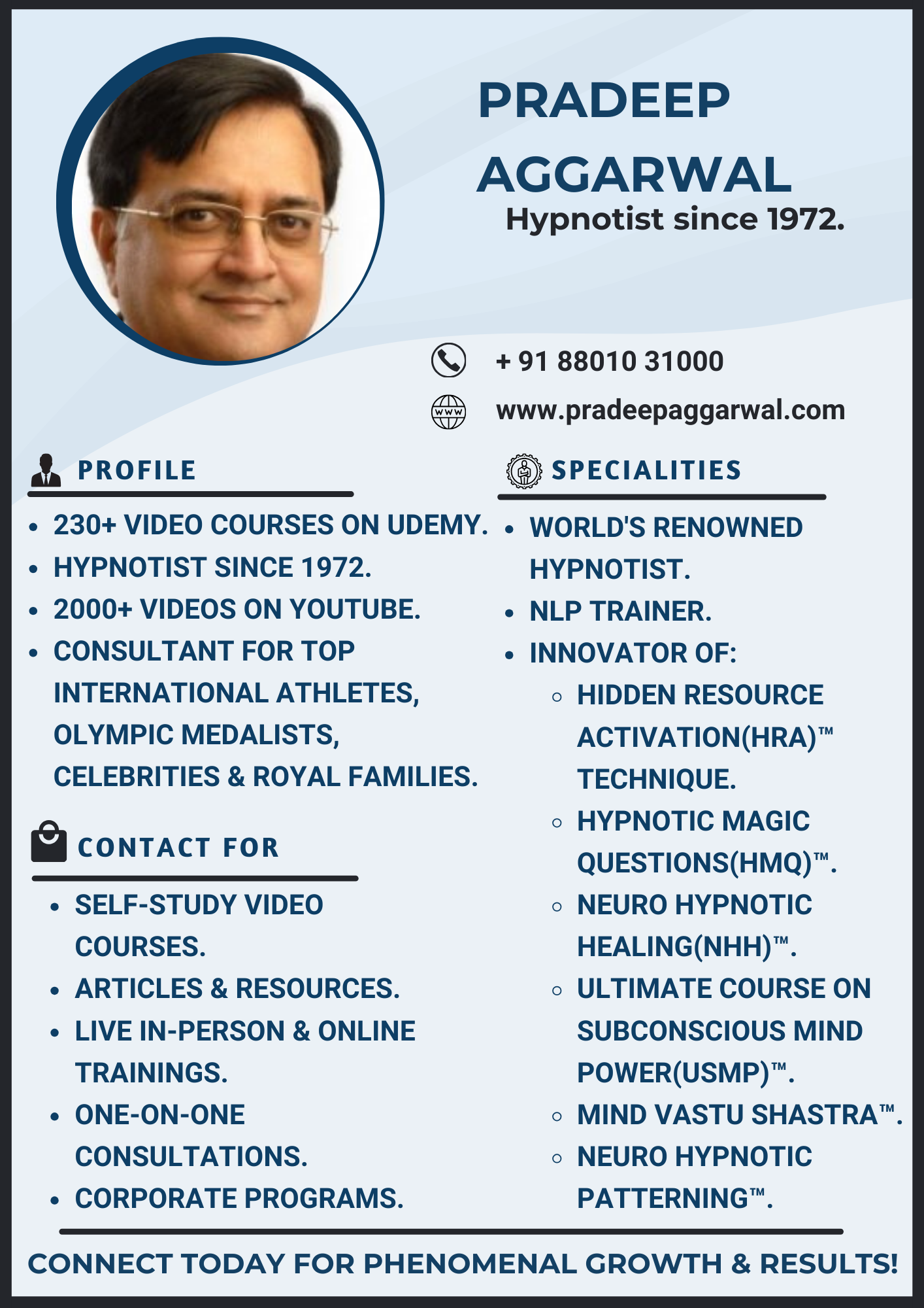International Hypnotist and Hypnosis Trainer Mr. Pradeep Aggarwal about Dr. Maharaja ...